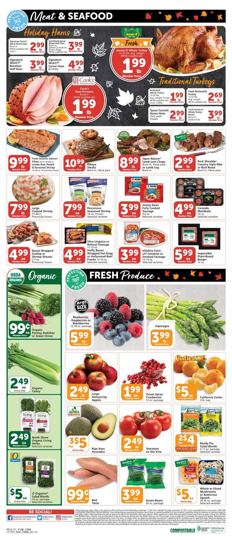 Vons Weekly Ad Nov 17 – Nov 25, 2021 (Thanks-for-Giving Promotion Included)