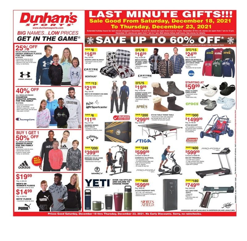 Dunham's Sports Weekly Ad Dec 18 – Dec 23, 2021