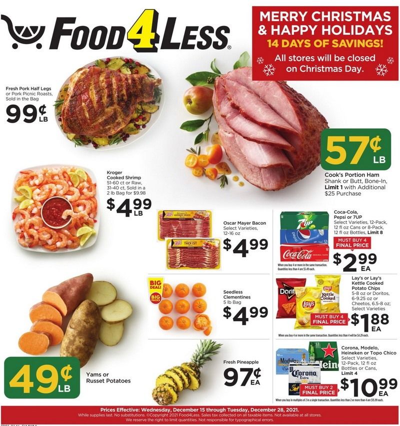 Food 4 Less Weekly Ad Dec 15 – Dec 28, 2021 (Christmas Promotion Included)