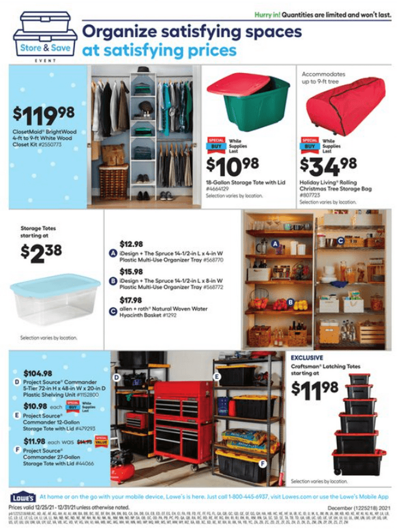 Lowe's Weekly Ad Dec 25 – Dec 31, 2021