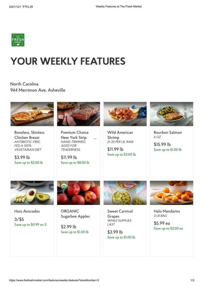 The Fresh Market Weekly Ad Dec 01 – Dec 07, 2021