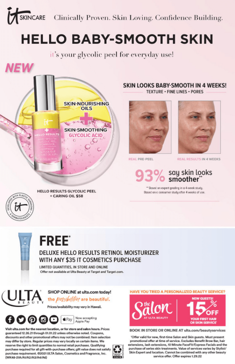 Ulta Beauty Weekly Ad Dec 26, 2021 – Jan 01, 2022