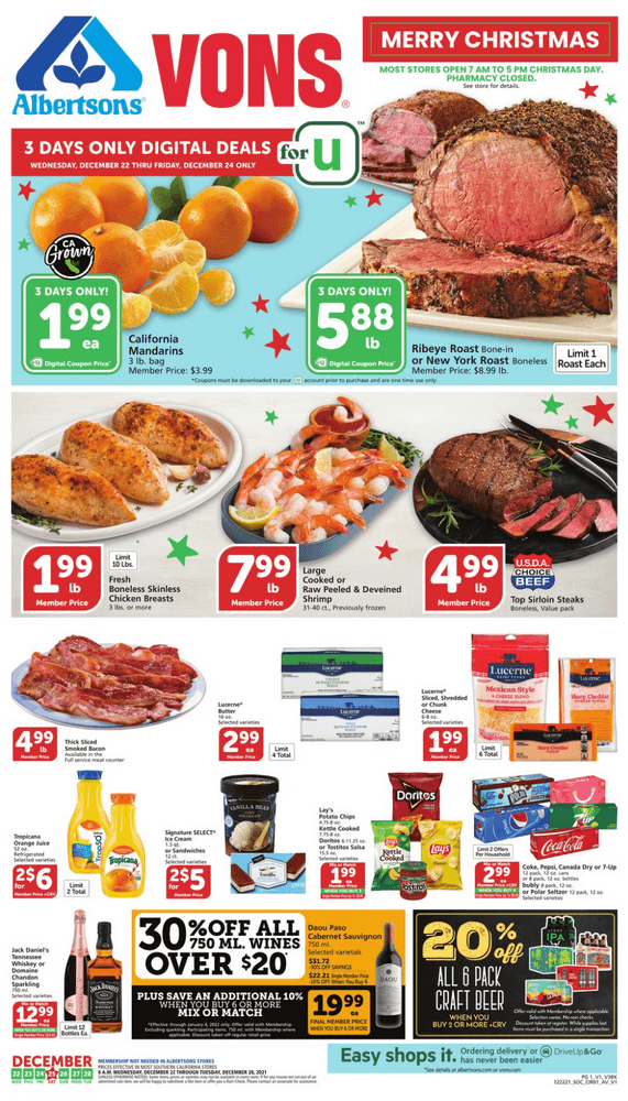 Vons Weekly Ad Dec 22 – Dec 28, 2021