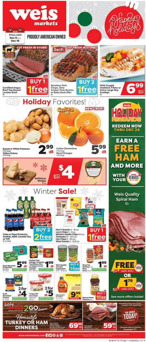 Weis Markets Weekly Sale Dec 09 – Dec 16, 2021