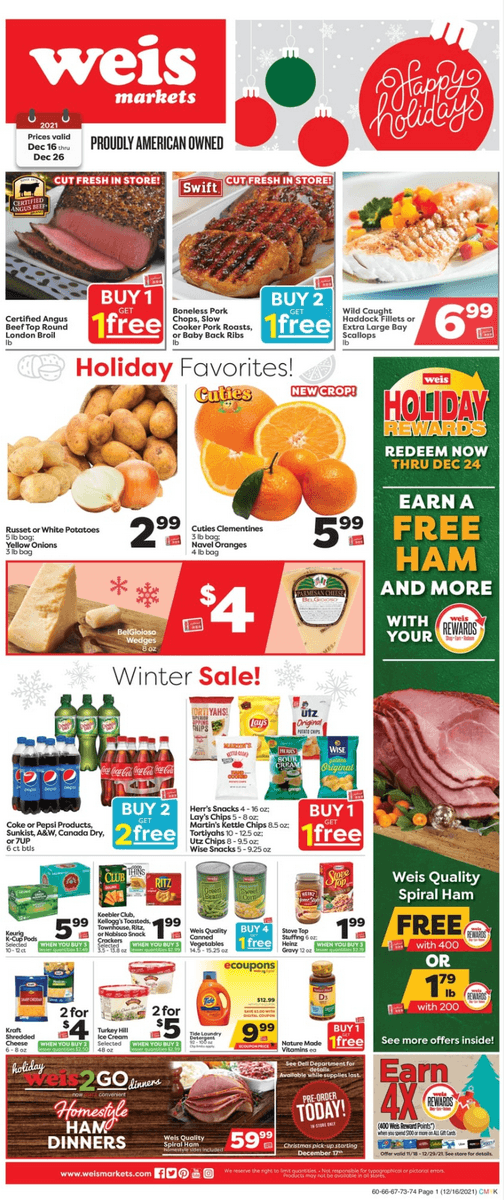 Weis Markets Weekly Ad Dec 16 – Dec 26, 2021