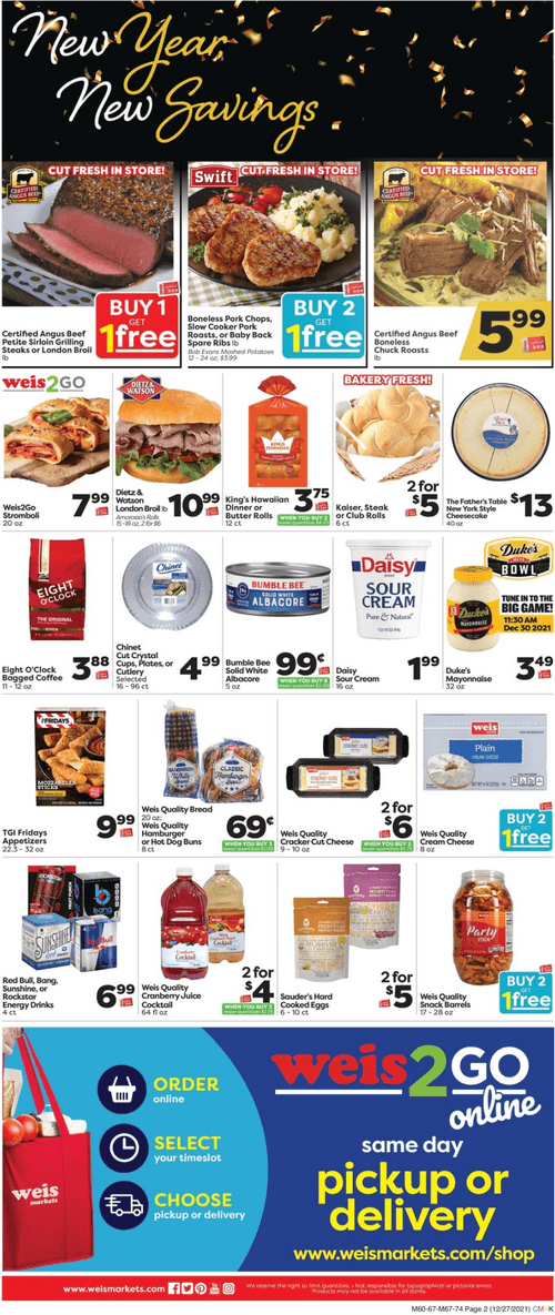 Weis Markets Weekly Sale Dec 27, 2021 – Jan 06, 2022