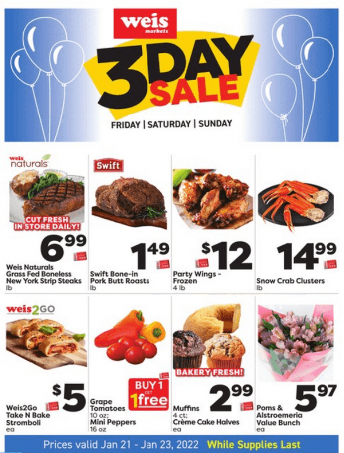 Weis Markets Three Day Ad Jan 21 – Jan 23, 2022