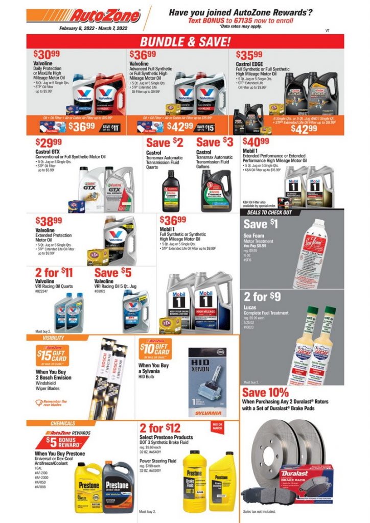 AutoZone Monthly Circular Feb 08 – Mar 07, 2022