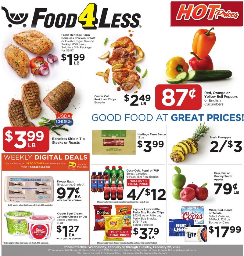 Food 4 Less Weekly Ad Feb 16 – Feb 22, 2022