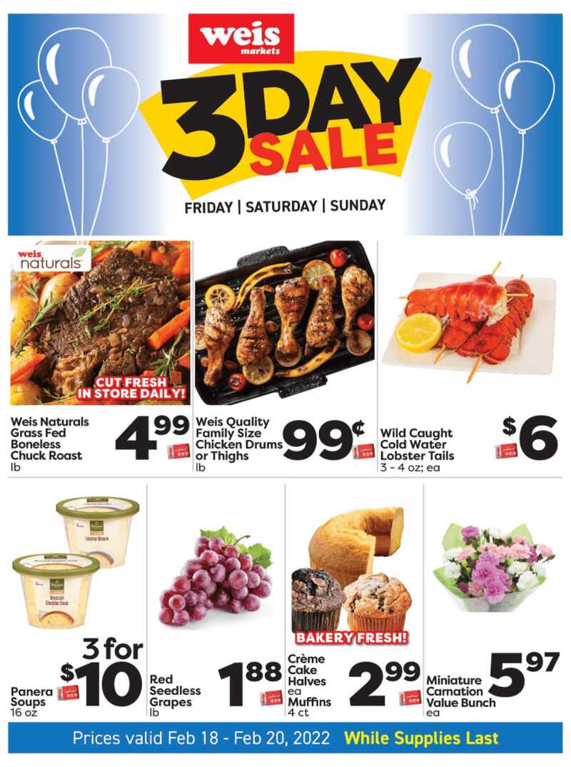 Weis Markets Three Day Ad Feb 18 – Feb 20, 2022