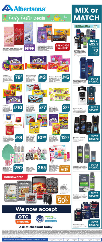 Albertsons Weekly Ad Mar 16 – Mar 22, 2022 (Easter Promotion Included)