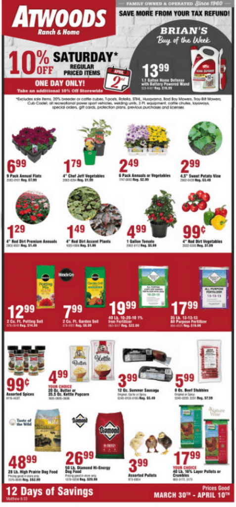 Atwoods Weekly Ad Mar 30- Apr 10, 2022