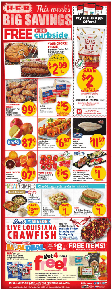 HEB Weekly Ad Mar 02 – Mar 08, 2022