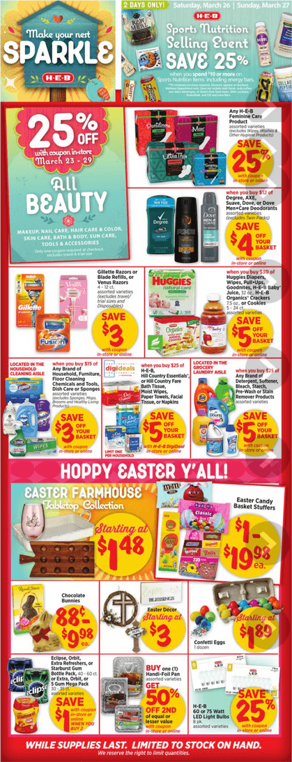 HEB Weekly Ad Mar 23 – Mar 29, 2022 (Easter Promotion Included)