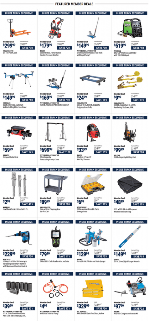 Harbor Freight Inside Track Member Deals Now Thru Mar 31, 2022