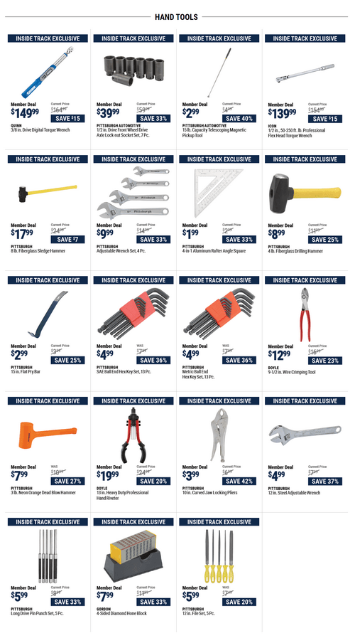 Harbor Freight Inside Track Member Deals Now Thru Mar 31, 2022