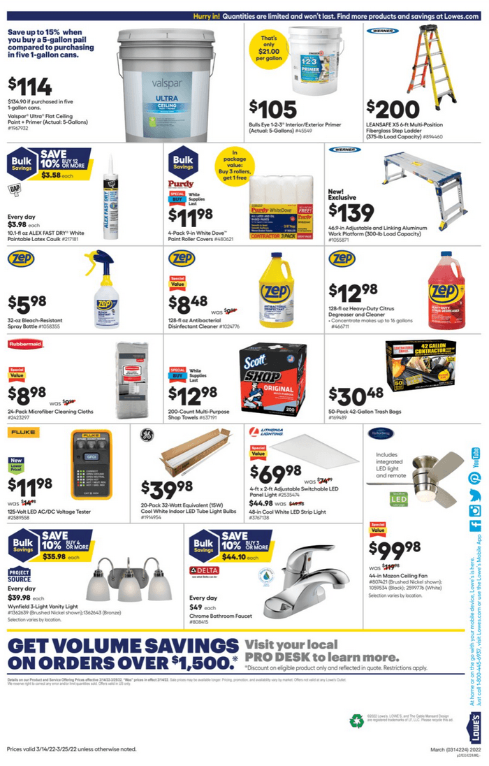 Lowe's Pro Ad Mar 14 – Mar 25, 2022
