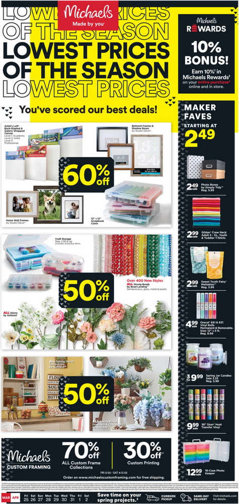 Michaels Weekly Flyer Mar 25 – Apr 02, 2022