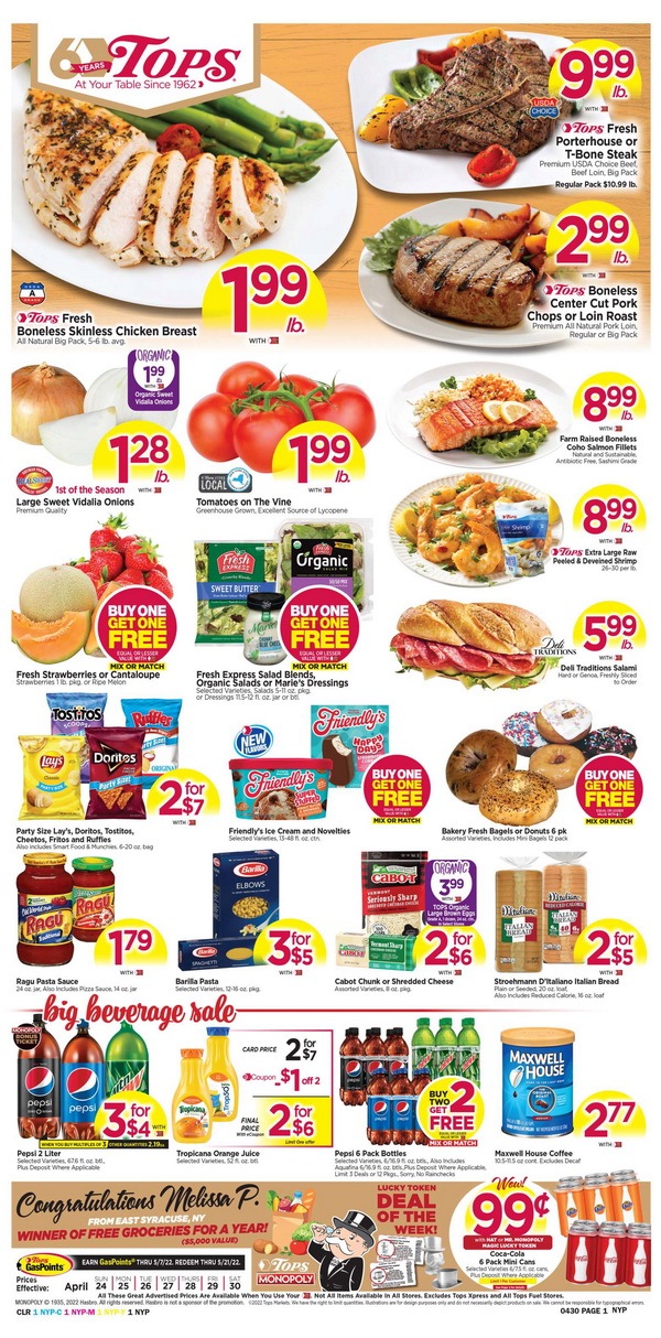 Tops Weekly Sale Apr 24 – Apr 30, 2022