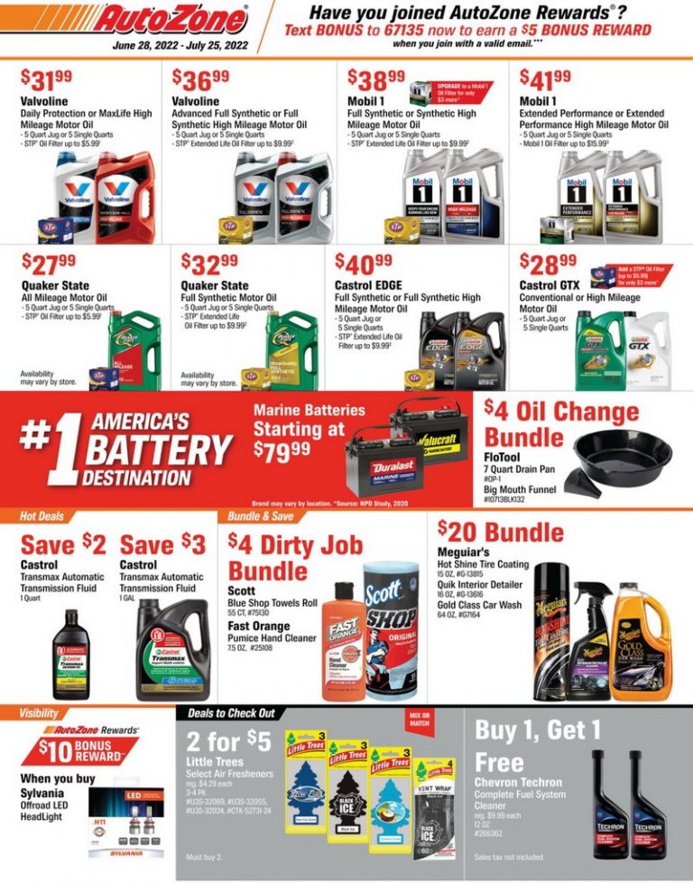 AutoZone Monthly Circular Jun 28 – Jul 25, 2022