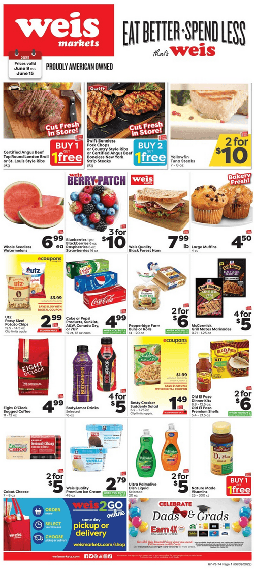 Weis Markets Weekly Sale Jun 09 – Jun 15, 2022