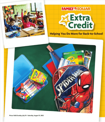 Family Dollar Back to School Ad Jul 10 – Aug 13, 2022