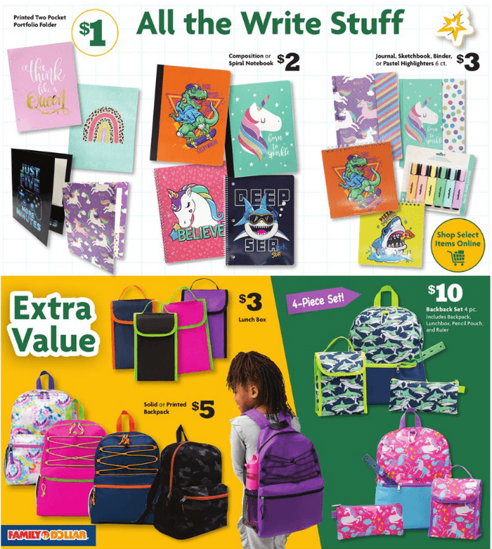 Family Dollar Back to School Ad Jul 10 – Aug 13, 2022