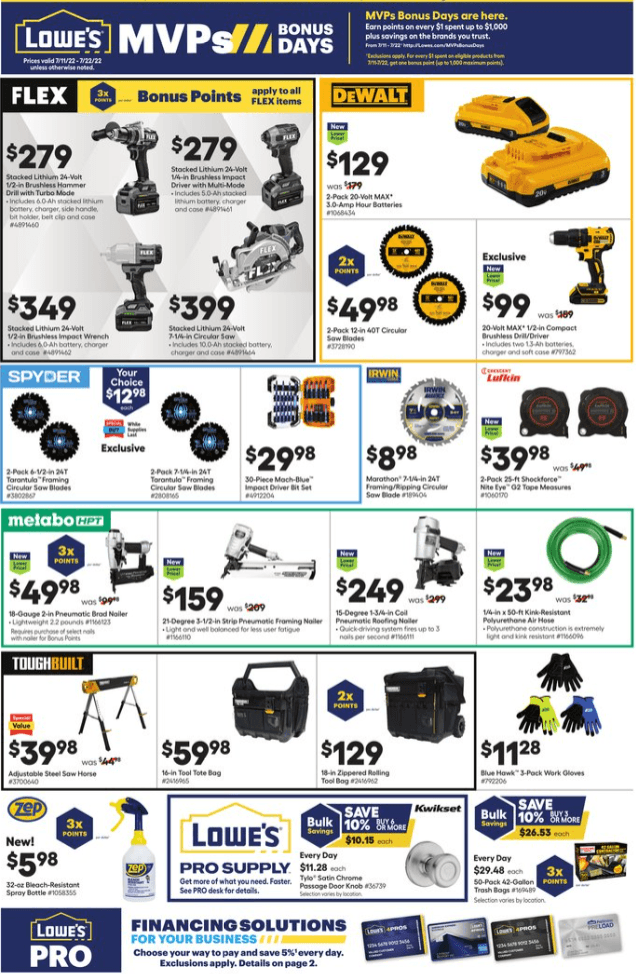 Lowe's Weekly Pro Ad Jul 11 – Jul 22, 2022