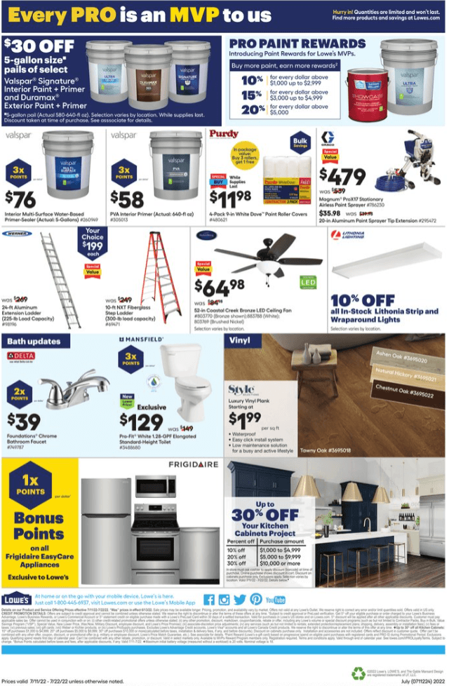 Lowe's Weekly Pro Ad Jul 11 – Jul 22, 2022