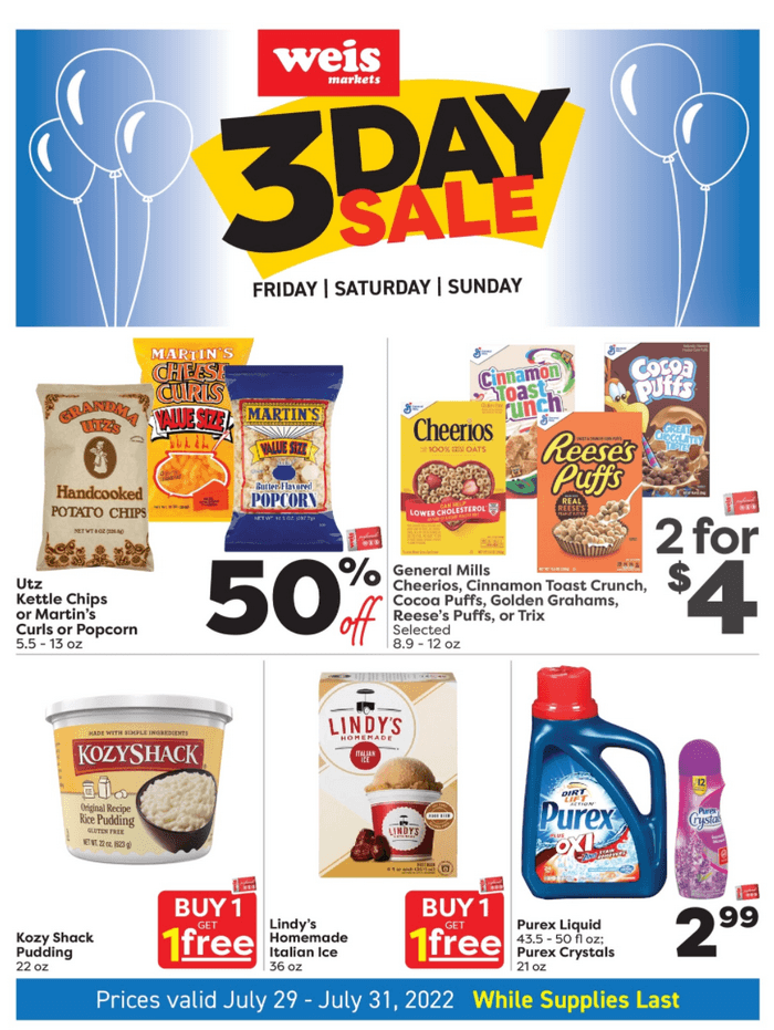 Weis Markets Three Day Ad July 29 – Jul 31, 2022