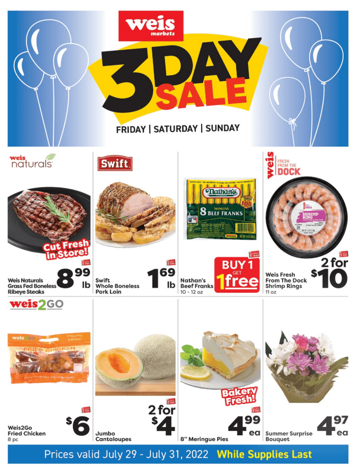 Weis Markets Three Day Ad July 29 – Jul 31, 2022