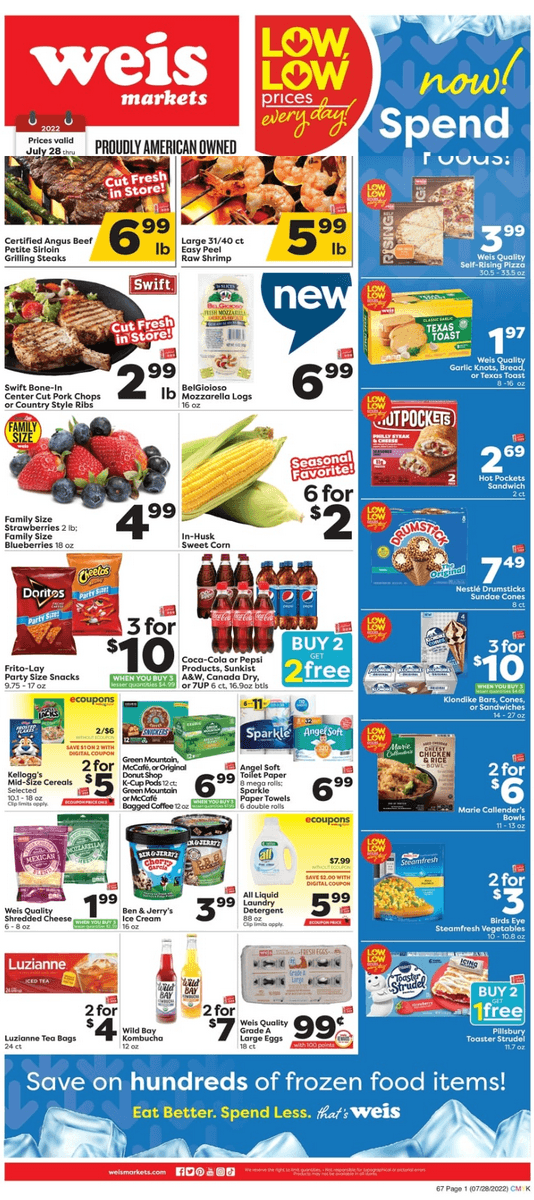 Weis Markets Weekly Sale Jul 28 – Aug 24, 2022