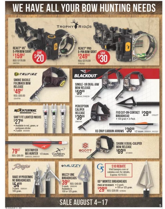 Bass Pro Shops August Archery Gear Up Sale Aug 04 – Aug 17, 2022