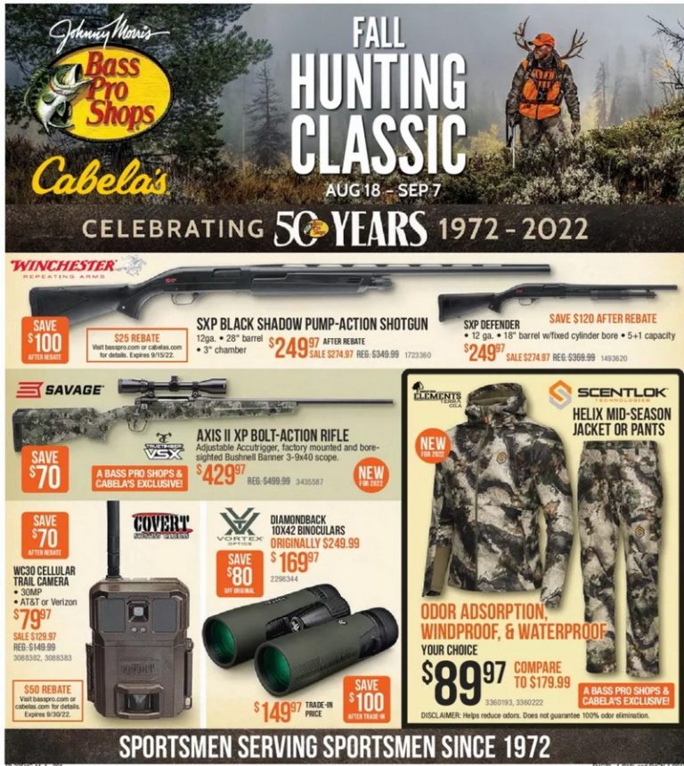 Bass Pro Shops Fall Hunting Classic Sale Aug 18 – Sep 07, 2022