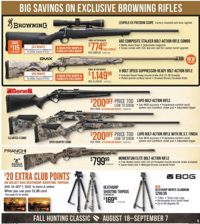 Bass Pro Shops Fall Hunting Classic Sale Aug 18 – Sep 07, 2022