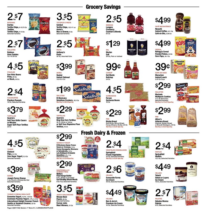 Jons Weekly Ad Aug 17 – Aug 23, 2022
