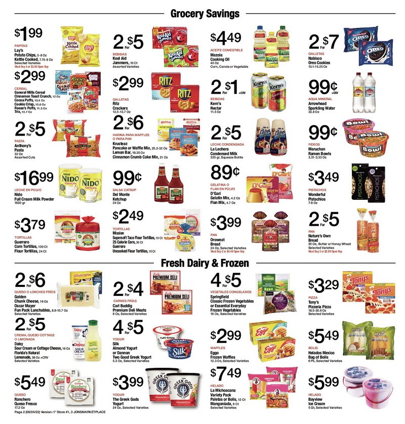 Jons Weekly Ad Aug 24 – Aug 30, 2022