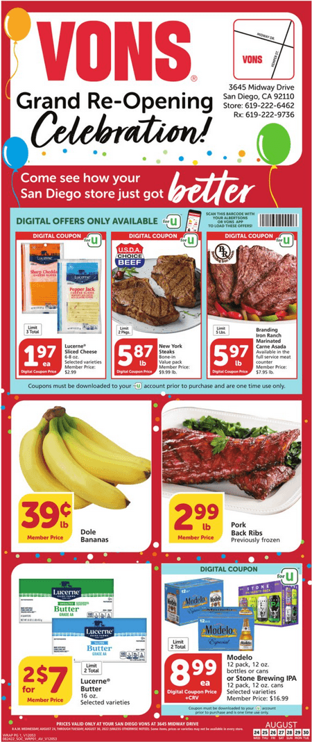 Vons Weekly Ad Aug 24 – Aug 30, 2022