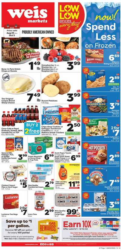 Weis Markets Monthly Sale Aug 25 – Oct 05, 2022