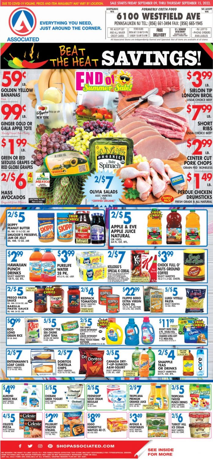 Associated Supermarkets Weekly Sale Sep 09 – Sep 15, 2022