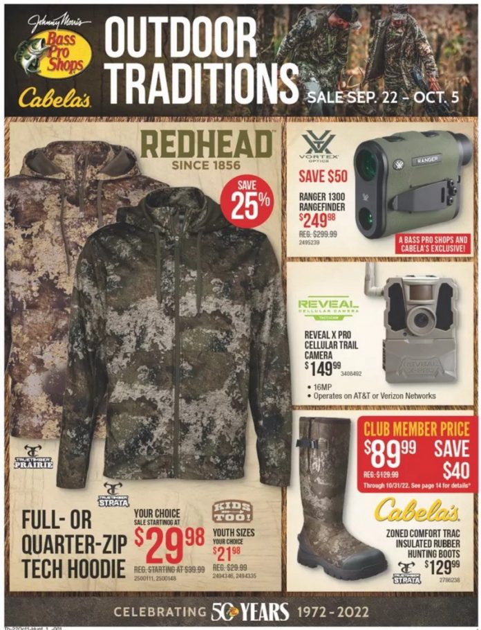 Bass Pro Shops Outdoor Traditions Hunting Sale Sep 22 – Oct 05, 2022