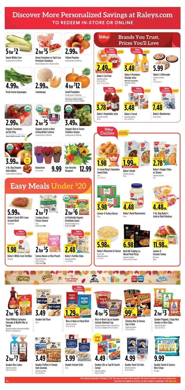 Raley's Supermarkets Weekly Ad Sep 21 – Sep 27, 2022