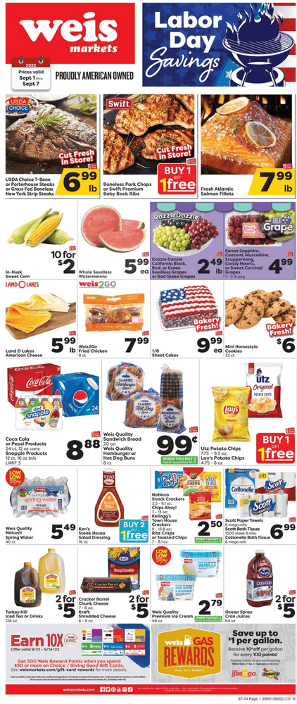 Weis Markets Weekly Sale Sep 01 – Sep 07, 2022