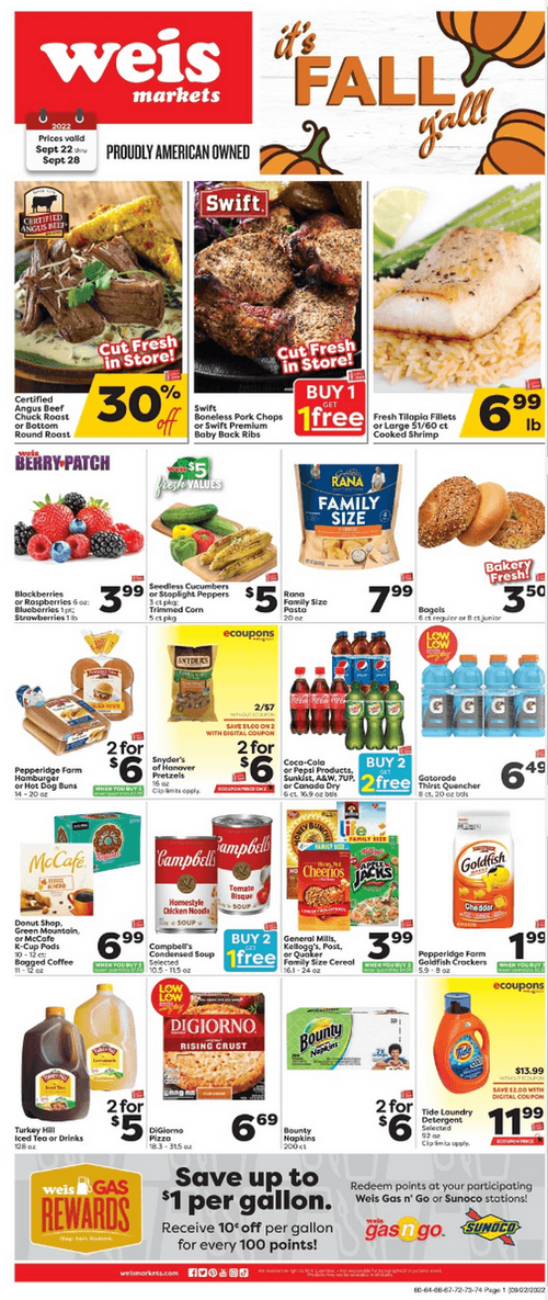 Weis Markets Weekly Sale Sep 22 – Sep 28, 2022