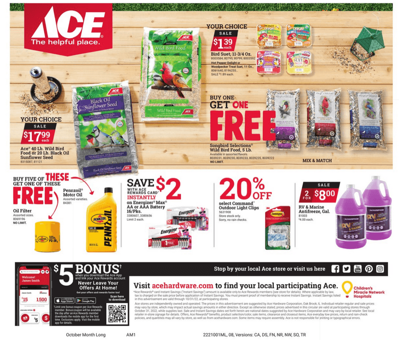 ACE Hardware Red Hot Buy Sale Oct 01 – Oct 31, 2022