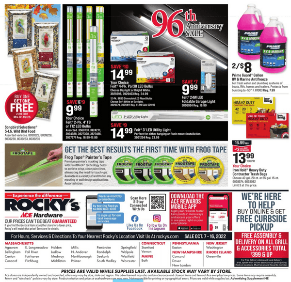 ACE Hardware 96th Anniversary Sale Oct 07 – Oct 16, 2022