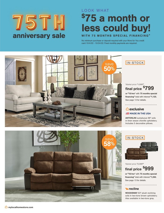 Ashley Furniture HomeStore 75th Anniversary Sale Oct 05 – Oct 24, 2022