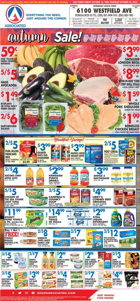 Associated Supermarkets Weekly Ad Oct 14 – Oct 20, 2022