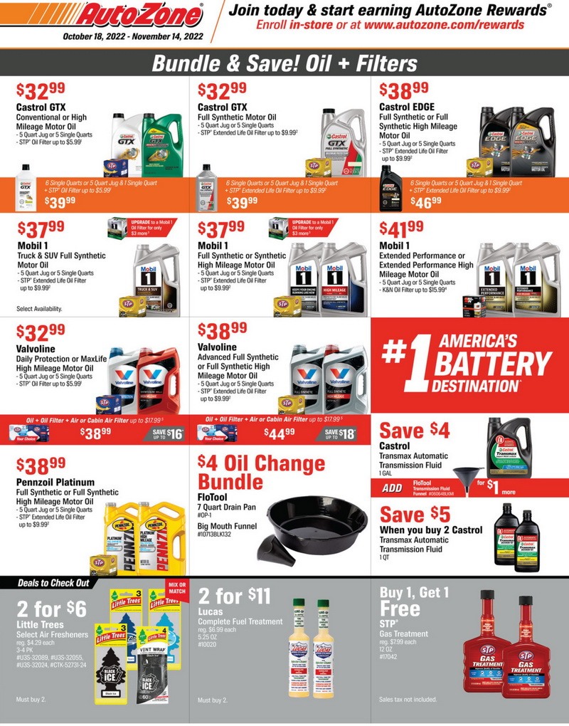 AutoZone Monthly Ad Oct 18 – Nov 14, 2022