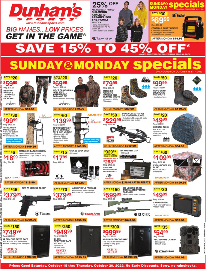 Dunham's Sports Weekly Ad Oct 15 – Oct 20, 2022